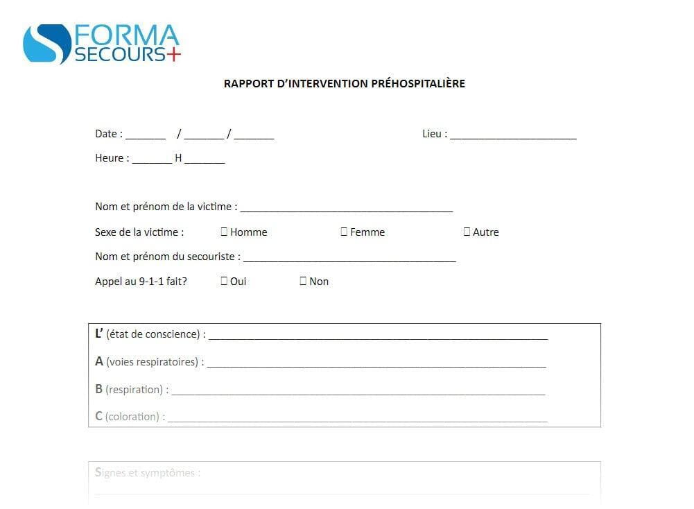Le rapport d'intervention